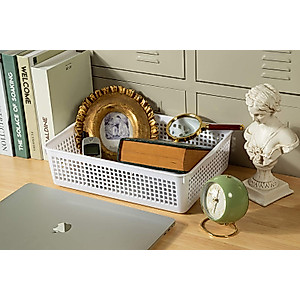 Aebeky A4 Size Plastic Paper Storage Trays,Desktop File Organizer Baskets,6-Packs (White)