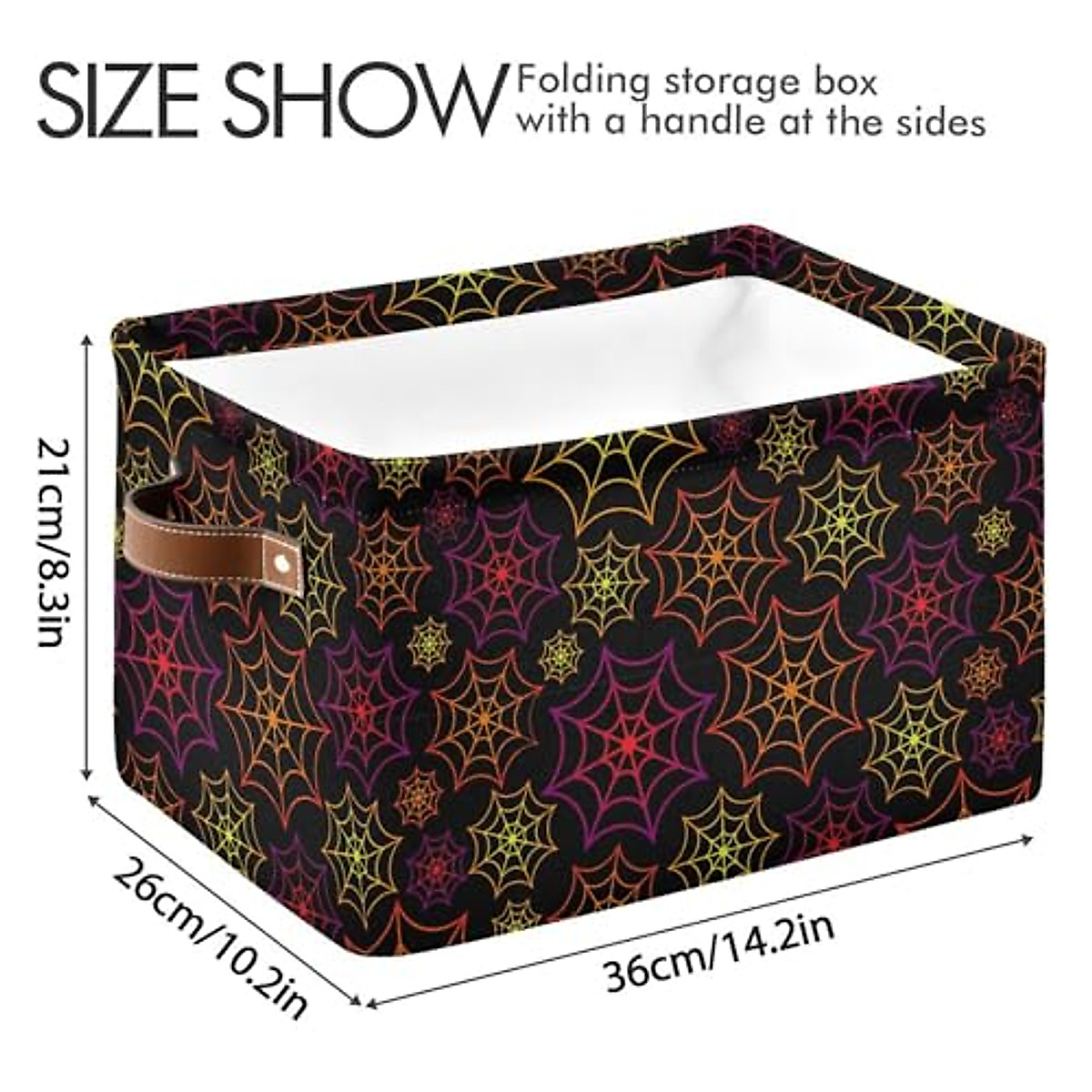 Halloween Spider Web Storage Basket Bins Decorative Toy Organizer Bins Laundry Hamper Baskets with Handles for Pet Books Clothes Makeup Nursery Closet Office,1 pcs