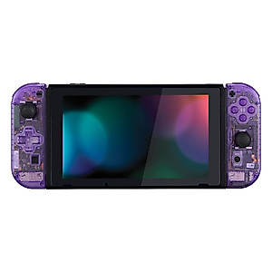eXtremeRate Clear Atomic Purple Joycon Handheld Controller Housing (D-Pad Version) with Full Buttons, DIY Replacement Shell Case for Nintendo Switch & Switch OLED Joy-Con – Console Shell NOT Included