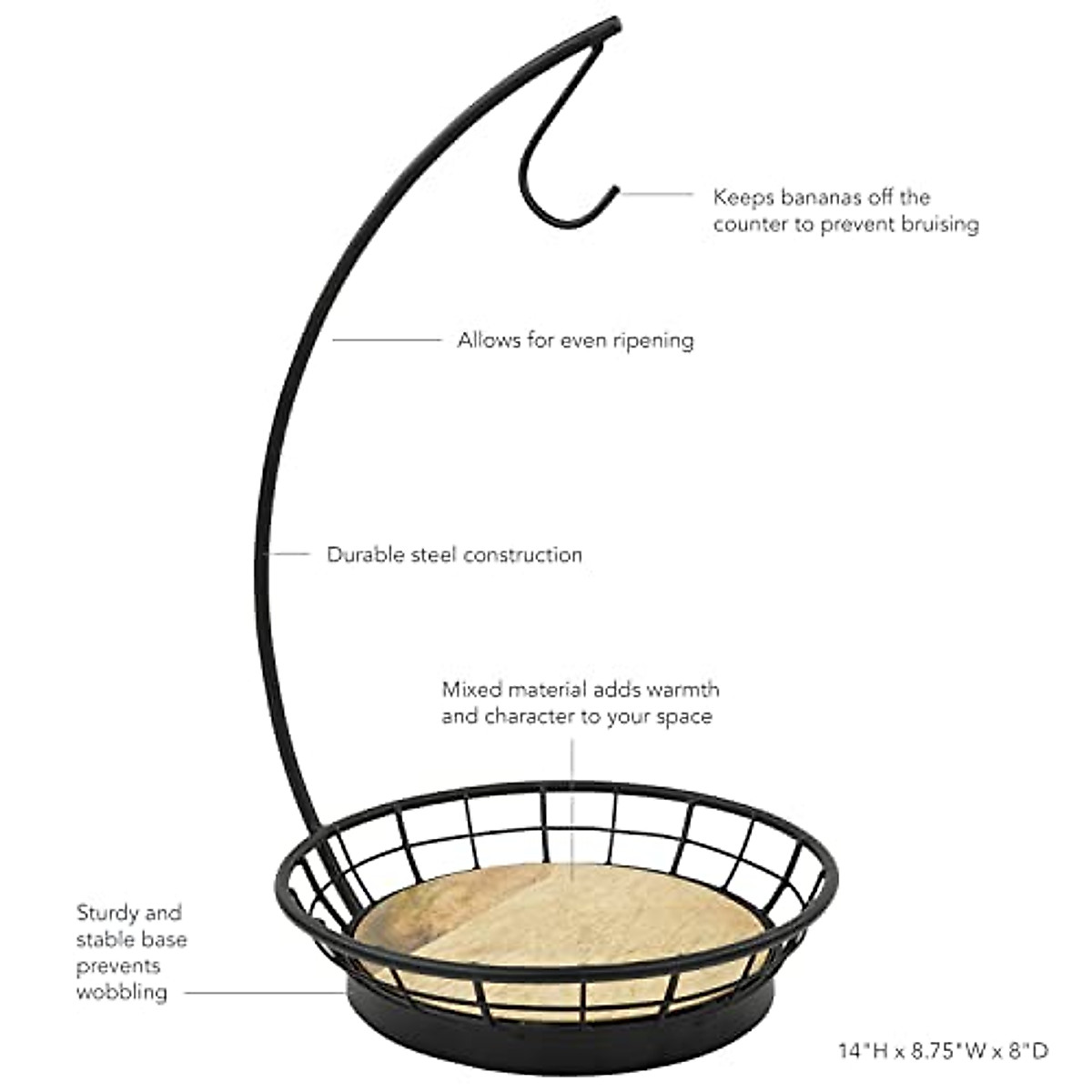 Spectrum Madison Banana Holder for Fresh Fruit Hanging, Storing Fruit on Kitchen Counter, Dining Room Table