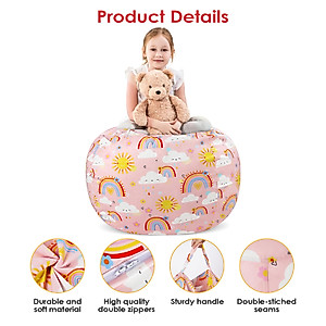 decalsweet Bean Bag Chair for Kids Stuffed Animal Storage Beanbag Chairs,Toddler Toy Storage Organizer for Girls and Boys,Large 32'' Cover Only（No Filling