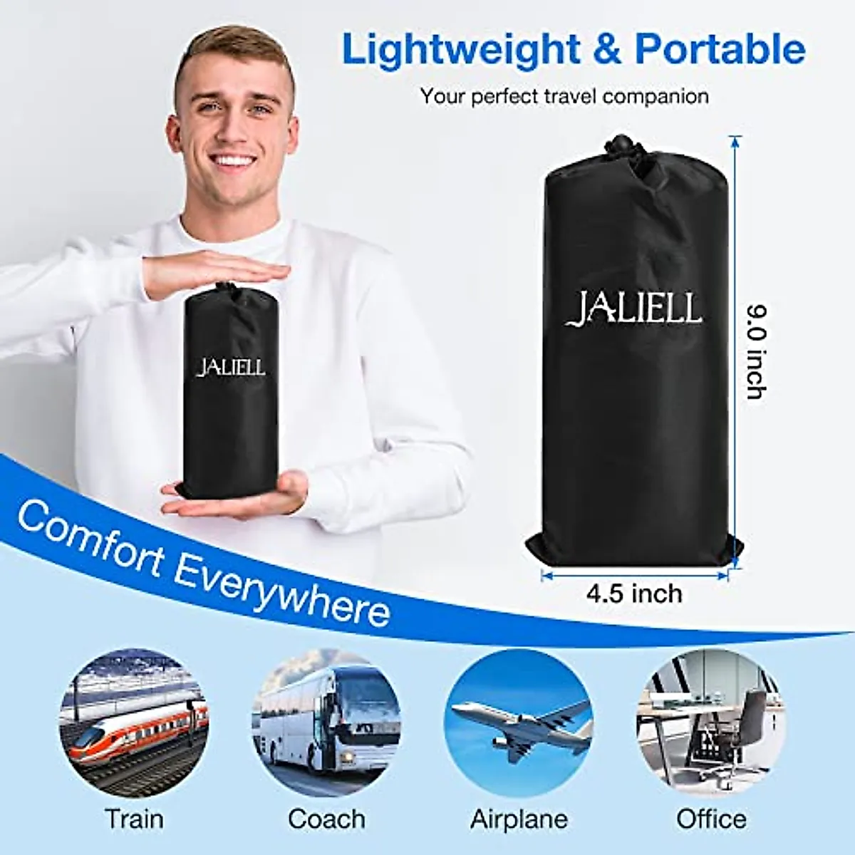 Upgrade Airplane Footrest - JALIELL 2 in 1 Adjustable Foot Hammock with Comfortable Base (Memory Foam), Portable Airplane Travel Accessories to Relax Your Feet, Reduce Swelling and Soreness