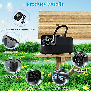 Bubble Machine, Electronic Bubble Blower, Automatic Bubble Maker, Portable Decoration Accessory for Weddings, Kids, Party