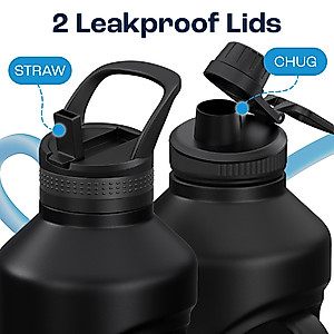 AQUAFIT Insulated Water Bottle 64 oz with Handle - Straw and Chug Lid - Stainless Steel Water Bottles - 64 oz Water Bottle - 64oz Insulated Water Bottle with Straw (64 Ounces, Nightfall Blue)