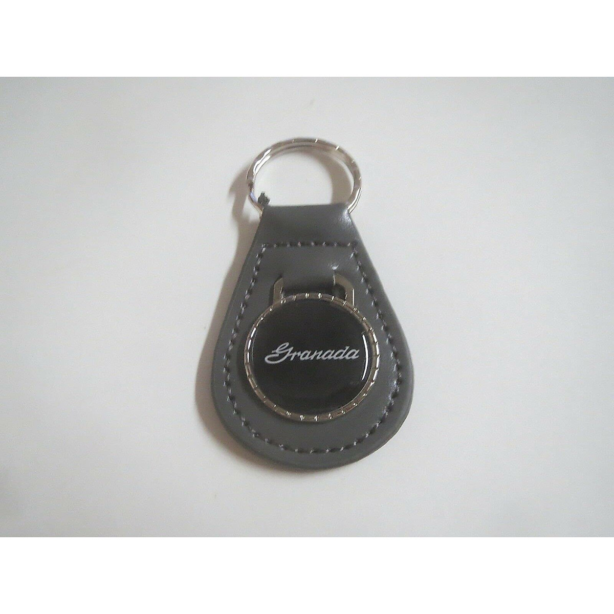 1975 1976 1977 1978 1979 1980 1981 1982 GRANADA SCRIPT LOGO LEATHER KEYCHAIN - DARK GREY