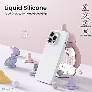 ORNARTO Compatible with iPhone 14 Pro Max Case 6.7, Slim Liquid Silicone 3 Layers Full Covered Soft Gel Rubber Phone Case Protective Cover with Microfiber Lining 6.7 inch-White