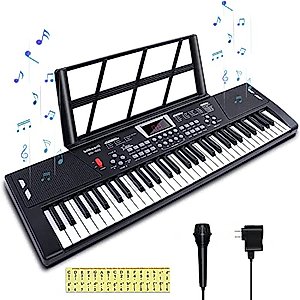biikoosii 61 key piano keyboard,keyboard piano for beginners keyboard piano with built-in dual speakers and microphone portable digital electric piano