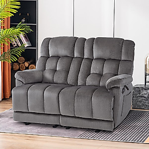 MCombo 58.7" Power Loveseat Recliner, Electric Reclining Loveseat Sofa with Heat and Massage, USB Charge Port for Living Room 6237 (Grey, Loveseat Recliner)
