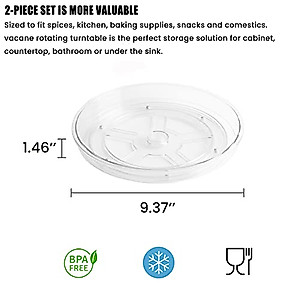 vacane 2 Pack Clear Lazy Susan Organizer Turntable for Cabinet Pantry Lazy Susan 10" Cabinet Organizer for Kitchen, Refrigerator Countertop, Bathroom