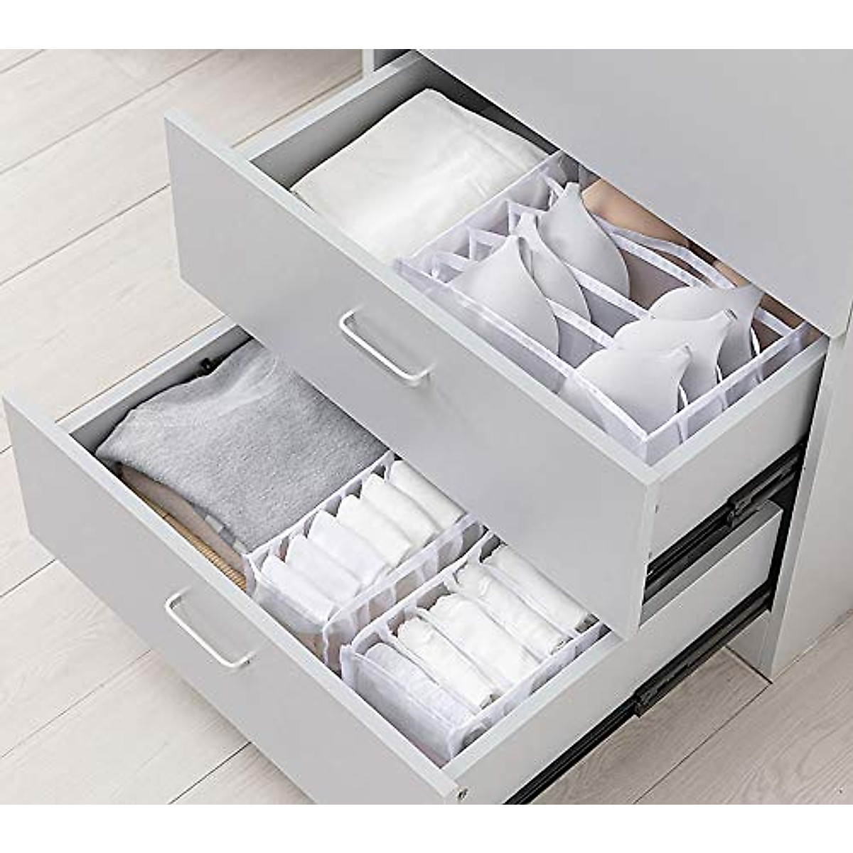 3 Set Thicker Underwear Drawer Organizers Divider, Home Foldable Bra Sock Underwear Organizer Storage Box (White)