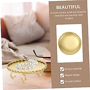 Veemoon 1pc Jewelry Storage Tray Jewelry Plate Jewelry Tray Metal Earring Plate Metal Jewelry Dish Jewelry Trinket Ring Display Crystals Bracelet Multi-function Tray Container Round Iron