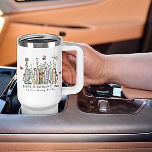 HYMONA Book Lover Gifts for Women - 40 Oz Book Lovers Coffee Tumbler with Handle - Book Cups, Birthday Gifts for Book Lovers Women/Readers Gifts, Librarian/Bookish/Book Club/Bookworm/Reading Gift