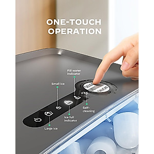 Silonn Countertop Ice Maker, 9 Cubes Ready in 6 Mins, 26lbs in 24Hrs, Portable Ice Machine with Self-Cleaning, 2 Sizes of Bullet Ice for Home/Kitchen/Party/RV, Grey