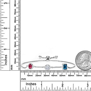 Gem Stone King 925 Sterling Silver Build Your Own Personalized 3-Stone Oval Round and Emerald Cut Birthstones Tennis Bracelet For Women By Keren Hanan Fully Adjustable Up to 9 Inch