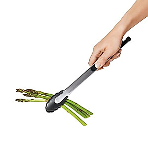 OXO Good Grips 12-Inch Tongs With Nylon Heads & Good Grips Large Silicone Flexible Turner, Stainless Steel