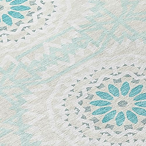 Addison Rugs Chantille ACN619 Teal 9' x 12' Indoor Outdoor Area Rug, Easy Clean, Machine Washable, Non Shedding, Bedroom, Living Room, Dining Room, Kitchen, Patio Rug