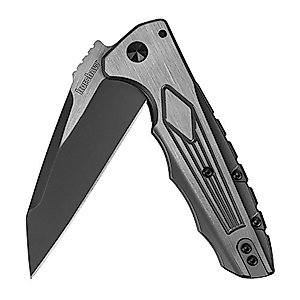 Kershaw Deadline Folding Pocket Knife (1087) 3.8 In. 8Cr13MoV Stainless Steel Blade with 2-Toned Handle, Features Reversible Deep Carry Clip and KVT Ball-Bearing Manual Opening System, 4.6 oz.,Grey, Small