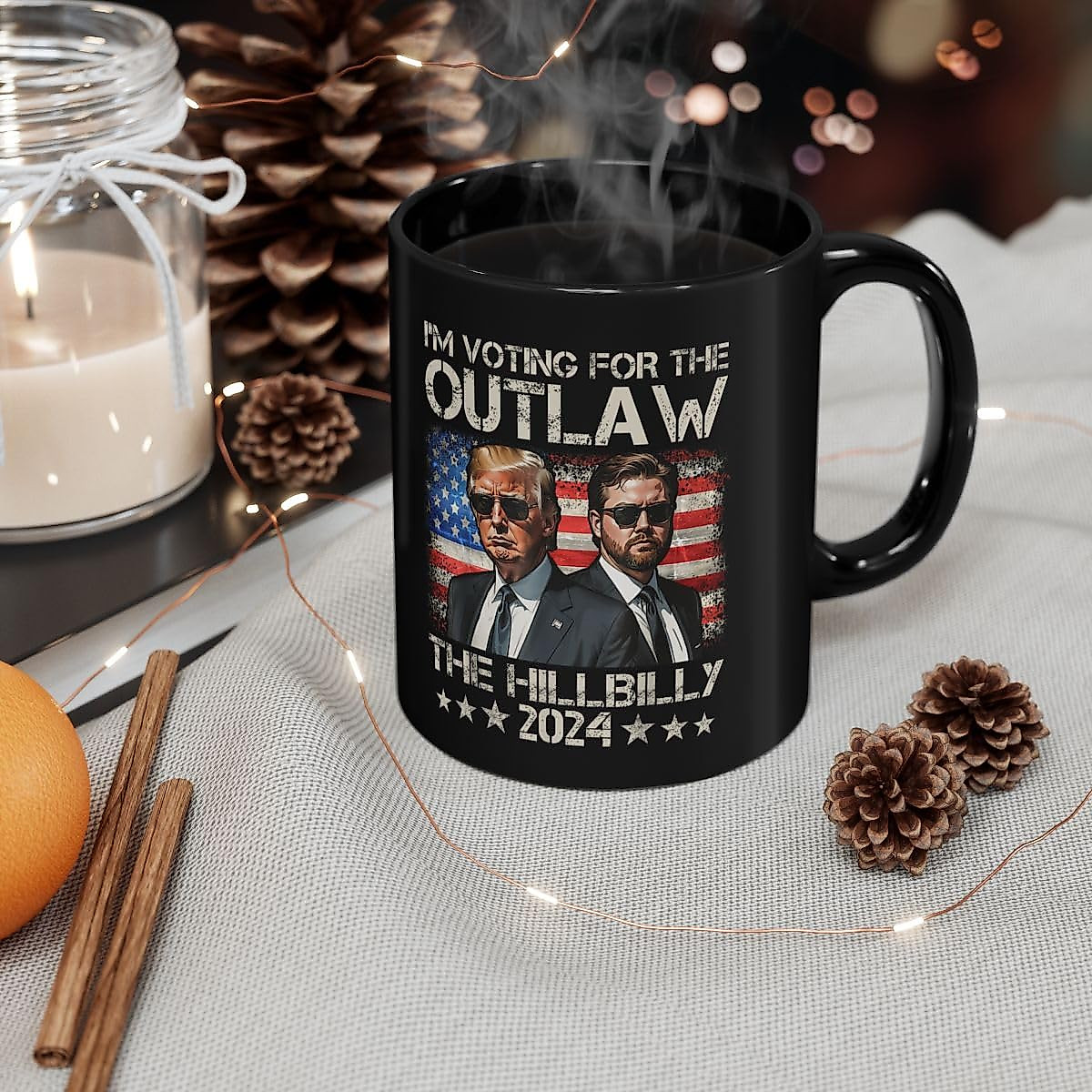 SipSphere Vintage I'm Voting For The Outlaw And The Hillbilly 2024 Mug (Black, 15oz)