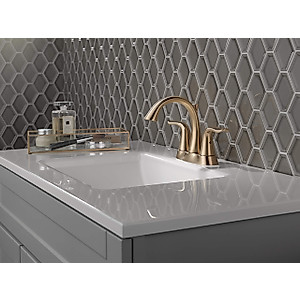 Delta Faucet Lahara Gold Bathroom Faucet, Centerset Bathroom Faucet, Diamond Seal Technology, Metal Drain Assembly, Champagne Bronze 2538-CZMPU-DST