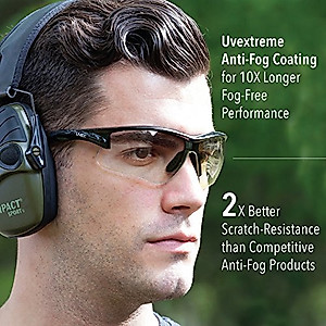 Howard Leight by Honeywell Uvex Acadia Shooting Glasses with Uvextreme Plus Anti-Fog Lens Coating, Clear Lens (R-02214)