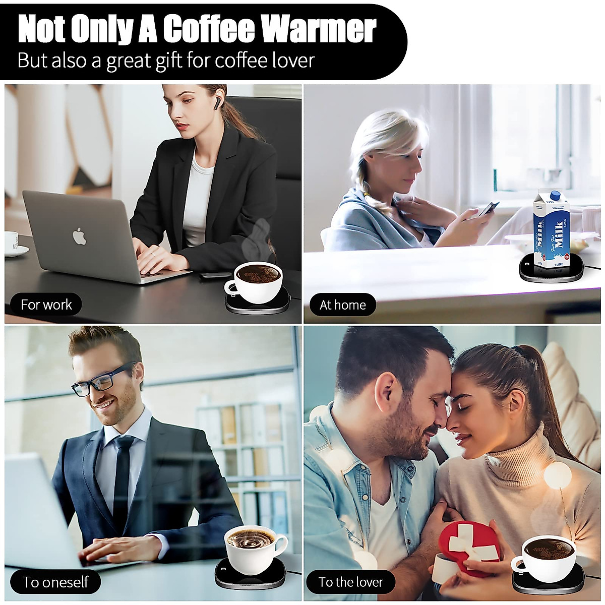 Coffee Mug Warmer, Coffee Cup Warmer for Desk with Auto Shut Off, Electric Beverage Warmer with 2 Temperature Settings, Candle Wax Cup Warmer Heating Plate for Hot Tea, Water, Cocoa, Milk