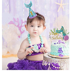 Glitter Mermaid Cake Topper Happy Birthday Cake Picks Decoration for Baby Shower Party Supplies By ZiYan