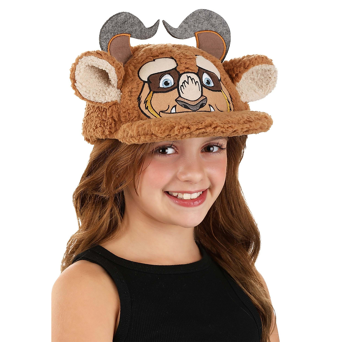 elope Disney Beast Plush Fuzzy Costume Cap with Ears Standard Multicolor