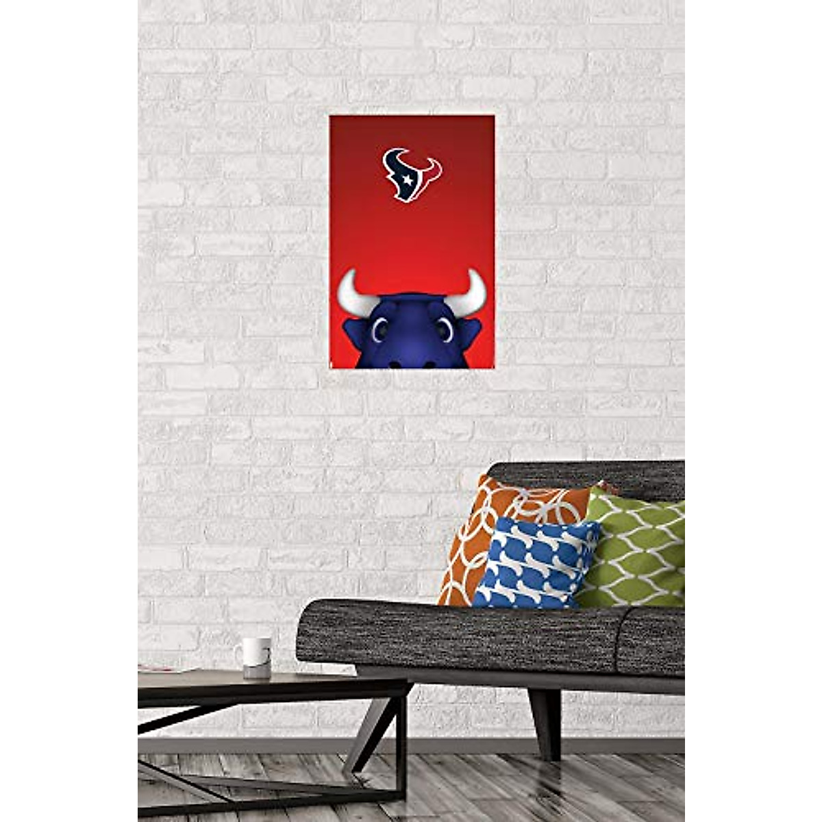 Trends International NFL Houston Texans - S. Preston Mascot Toro 20 Wall Poster, 14.725" x 22.375", Premium Poster & Mount Bundle
