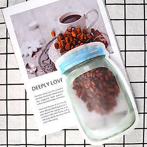 Enkrio 20 PCS Mason Jar Zipper Bags Storage Reusable Food Bag for Snack Sandwich Nuts Cookies Airtight Zipper Sealed Baggies Leak-Proof