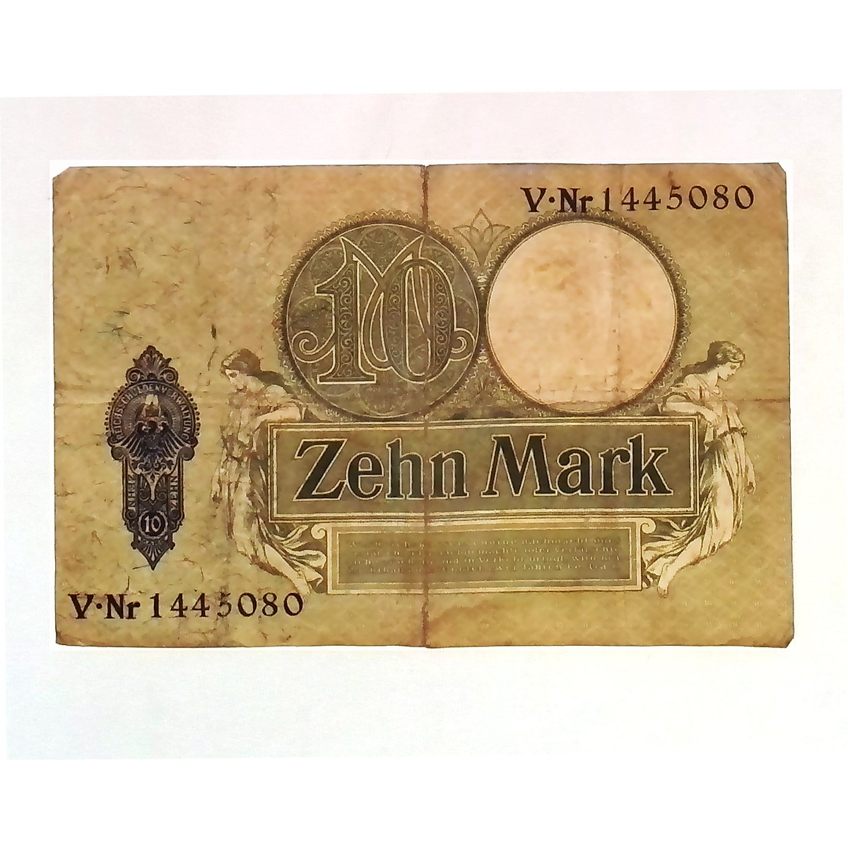 1906 German Empire Authentic 10 Mark Banknote