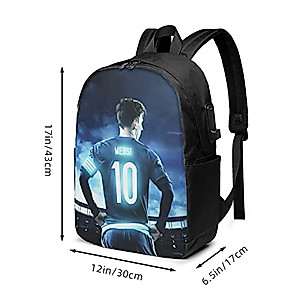 King Of Argentina #10 Messi Classic 17 Inch Laptop Backpack Large Capacity College Backpacks School Bookbags For Women Men