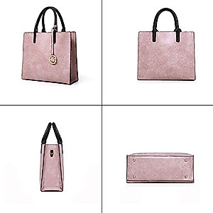 Women Handbags Sets 3 Pcs Large Capacity Handbag Chain Shoulder Bag Clutch Wrist Purse, Pink
