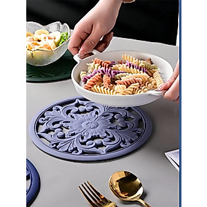 Zoyizi Teal Silicone Trivets for Hot Dishes, Pots & Pans, Round Hot Pads for Kitchen, Silicone Trivet mat for Table Tops, Silicone Pot Holder for Countertops, Heat Resistant Mat, Silicone Mats Set 3