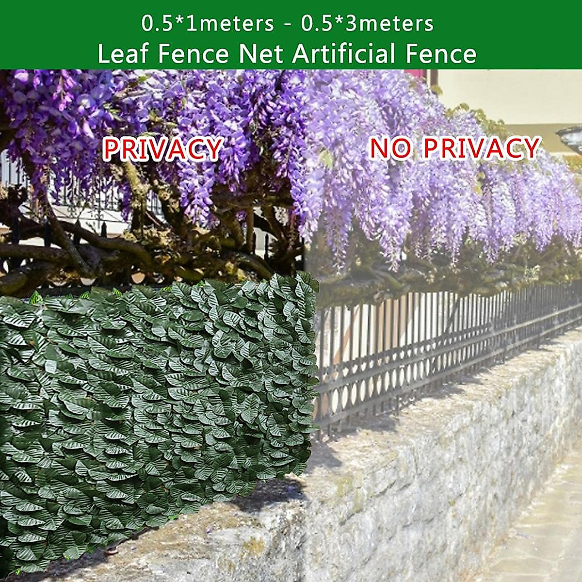 POPG Expandable Faux Fence Artificial Ivy Leaf Fence Mesh Screen Fencing Panels for Outdoor Garden Porch Patio Yard Balcony Decor, Artificial Hedges
