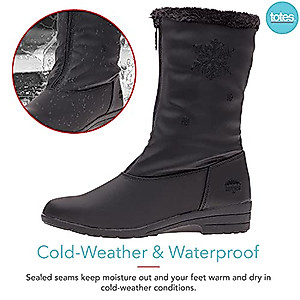 totes Women's Nicole Snow Boots, Black Wide Calf, 10