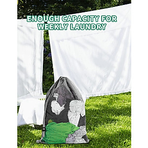 Daly Kate 3 Pack Mesh Laundry Bags with Adjustable Single Shoulder Straps 24" x 36" Sturdy Nylon Material Laundry Liners with Drawstring Closure for College, Dorm and Apartment