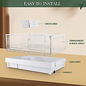 Turtle Tank, Baby Turtle Aquarium, Turtle Habitat with Basking Platform, Multi Functional Areas for Turtles, Crayfish Crab and Lizard