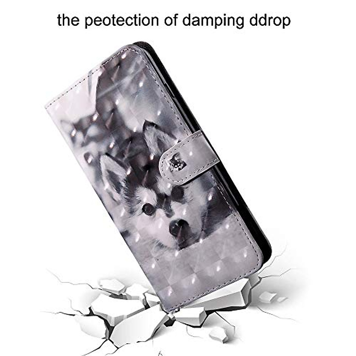 ISADENSER Huawei P40 Lite Case Huawei P40 Lite Flip Cover 3D Cute Animals PU Leather Flip Notebook Wallet Case Magnetic Stand Card Slot Flip Folio Bumper Case for Huawei P40 Lite 3D Art Husky BX