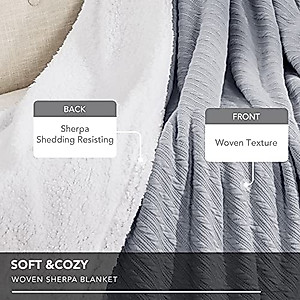 Deconovo Sherpa Bed Blankets for All Season Use - Grey Thick Warm Soft Throw Blanket for Travel, Bed, Couch, Sofa, 50x60 Inches, Grey