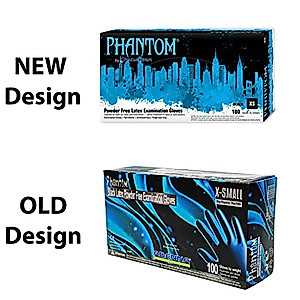 Adenna PHM910 Phantom 6 Mil Powder-Free Latex Gloves, Medical Grade, Black, X-Small, Box of 100