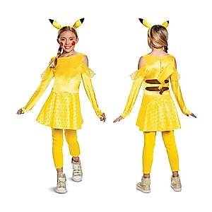 Disguise Pokemon Pikachu Costume for Girls, Deluxe Character Outfit, Kids Size Small (4-6x) Yellow (90763L)