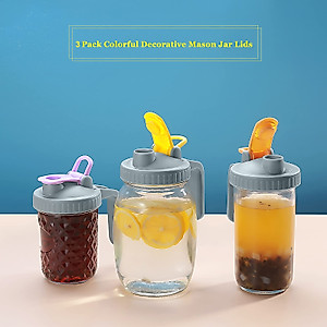 3 Pack Wide Mouth Mason Jar Pouring Spout Lid with Handle for Ball Mason Jars, Leak-free and Airtight, Turns your Mason Jar into Pitcher
