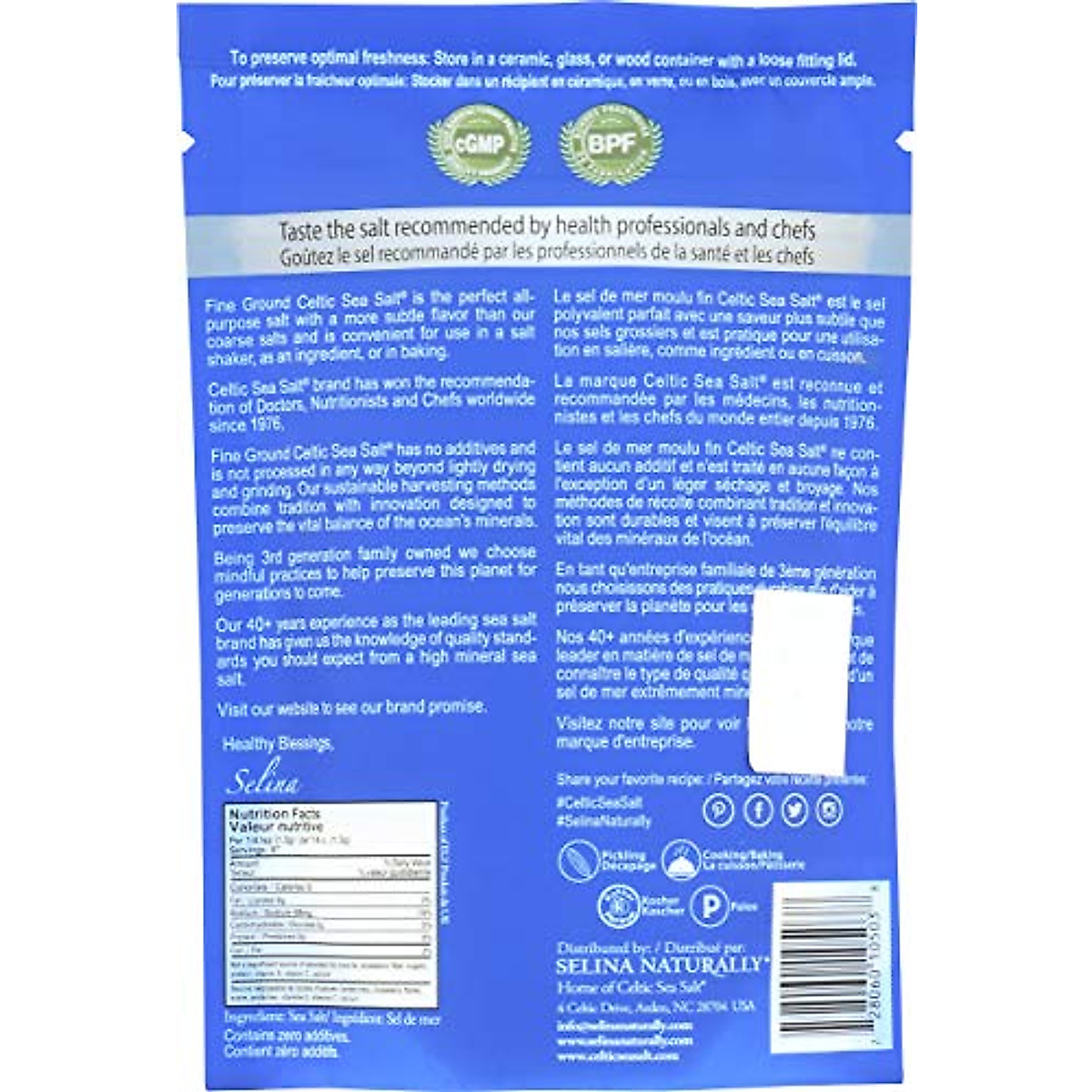 Fine Ground Celtic Sea Salt ¼ lb Resealable Bag