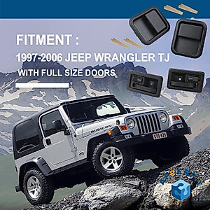APPERFiT Exterior & Interior Door Handles w/Keepers Compatible with Jeep Wrangler YJ TJ 1991-2006 with Full Doors Replaces 55176382AE 55176383AE 55176477AB 55176476AB
