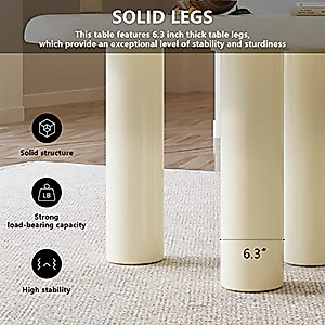 GraceNook Oval White Dining Room Table for 6, 71" Dining Room Table for 6, 6 Person Modern Dining Table for Kitchen, Dining Room