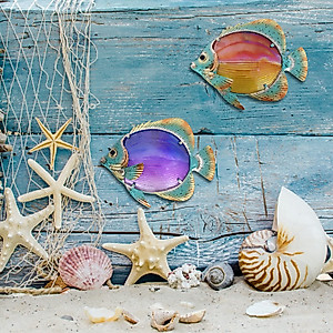 LIFFY Metal Fish Wall Decor 2Pack Handmade Glass & Metal Fish Wall Art for Living Room Bedroom Bathroom Pool Pretty Gift Idea Make Your Home Unique