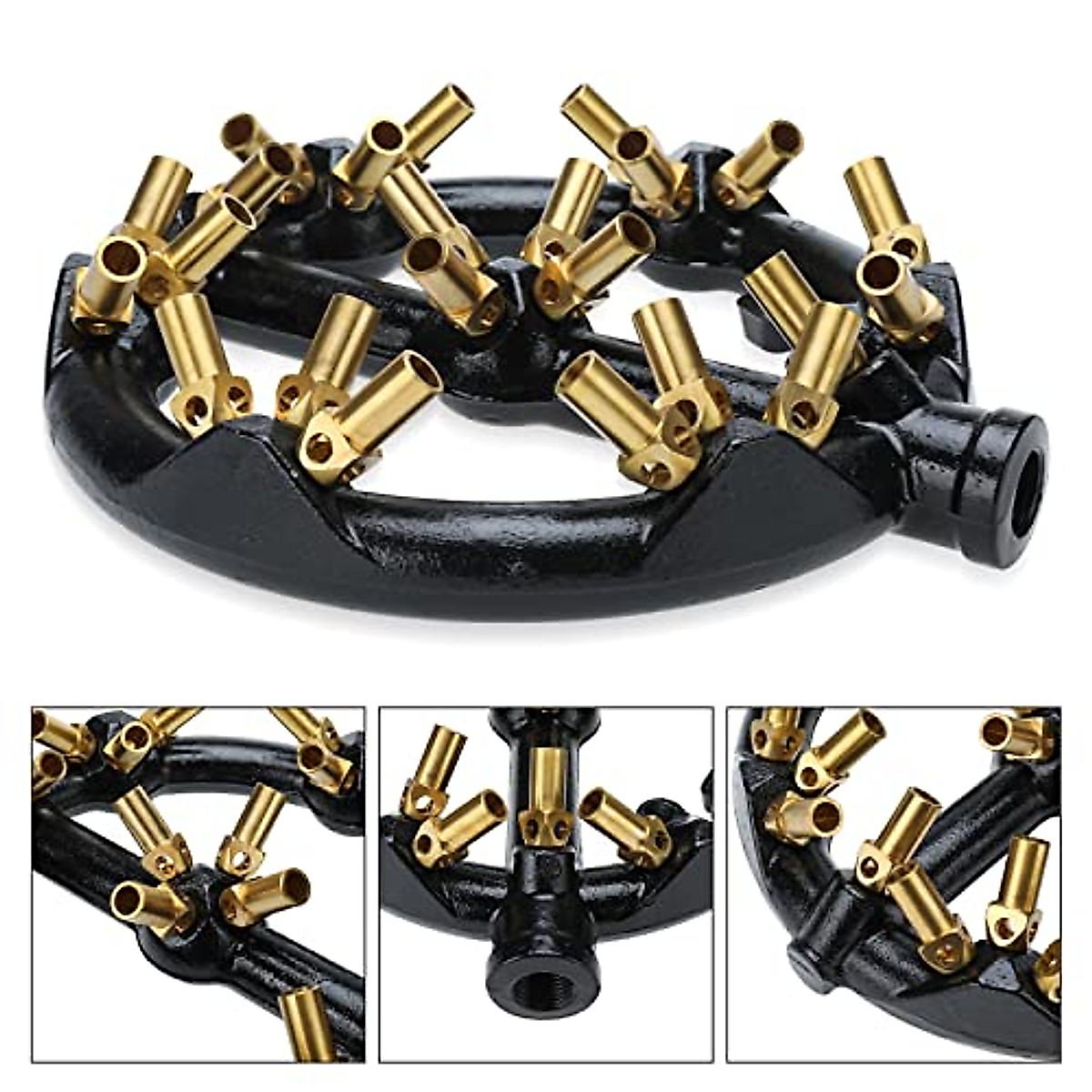 Mono-gatari Propane Gas Jet Burner 23 Tips Cast Iron Body Round Nozzle Jet Burner for Wok Range,Stir Fry,Grilling 0.5mm Hole Up 100,000 BTU