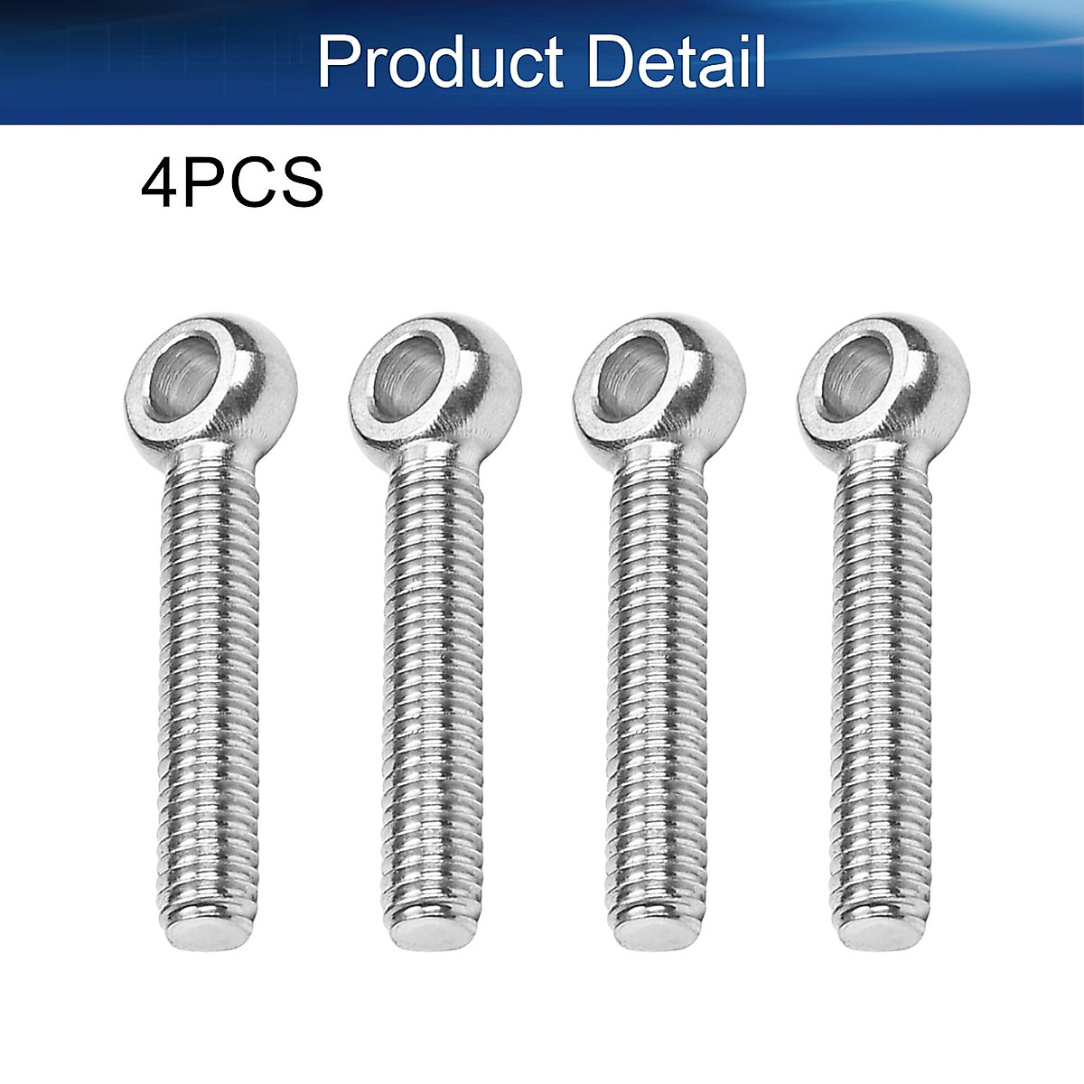 Yinpecly M6 x 35mm Machinery Shoulder Swing Lifting Eye Bolt 304 Stainless Steel Metric Thread 4pcs