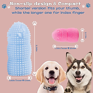 JOOEASI Dog Finger Toothbrush, 4 Pack Heavy Duty Dog Tooth Brushing Kit Soft Silicone Finger Toothbrush for Dogs, Cats (Blue and Pink) (4 Pack)