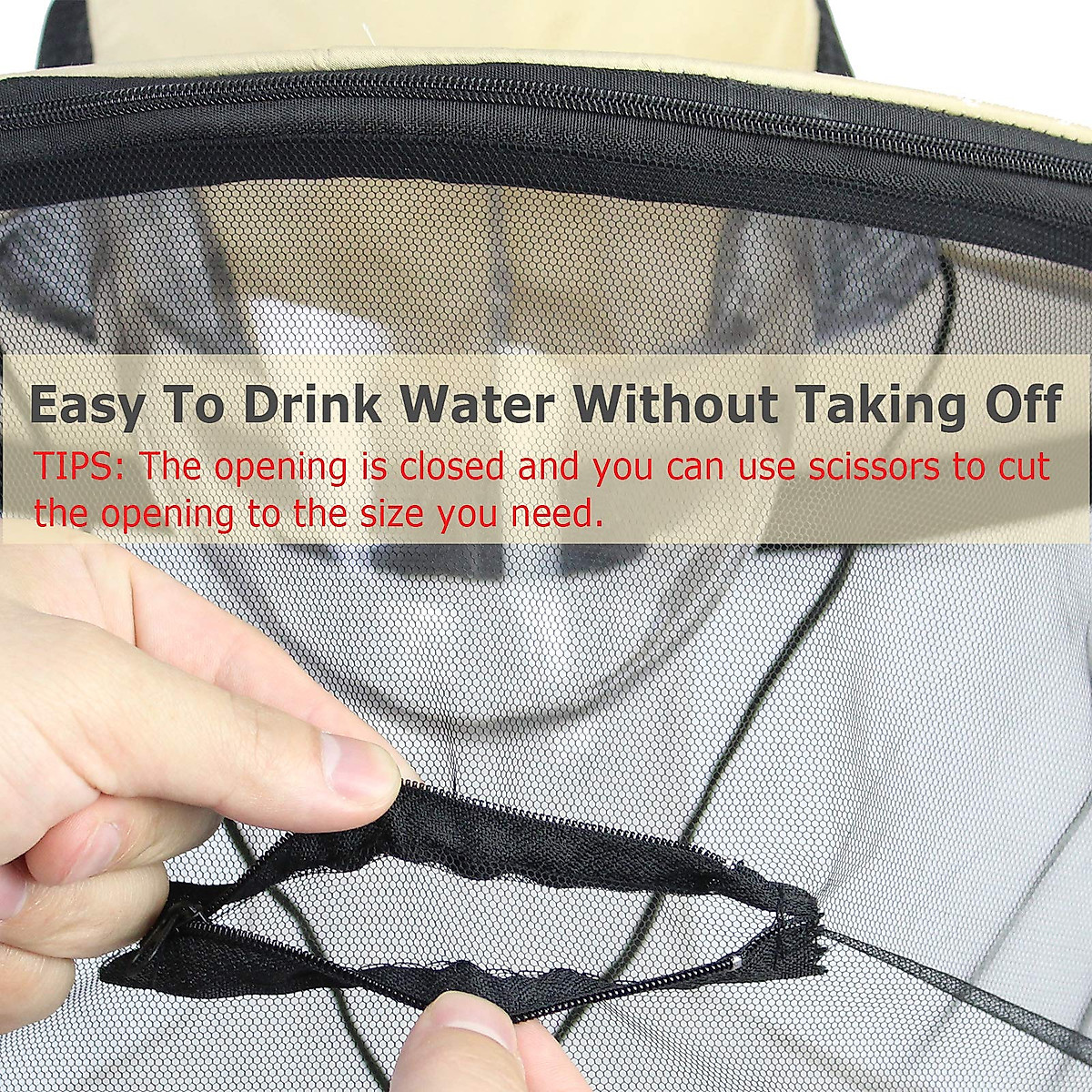 Mosquito Head Net Hat Sun Hats with Removable Mosquito Net Mesh Cover(2 Pack,Khaki and Light Gray)